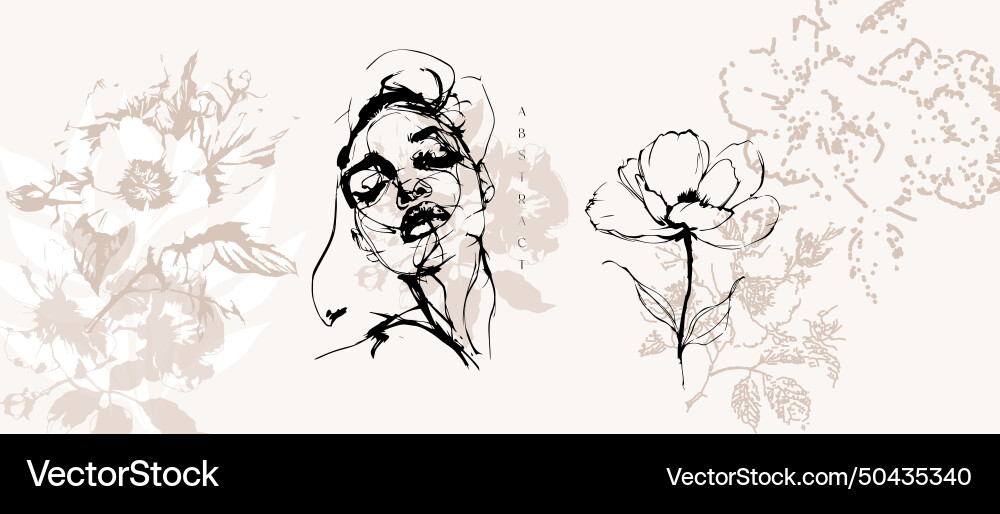 Floral abstract feminine header Royalty Free Vector Image