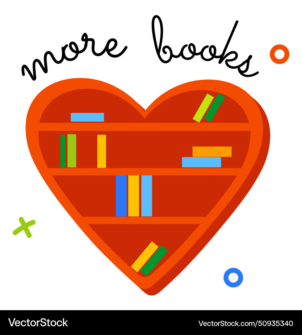 Heart bookshelf Royalty Free Vector Image - VectorStock