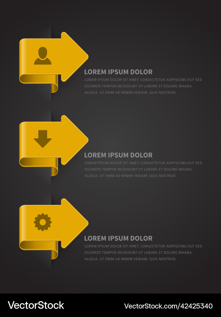 Horizontal yellow arrows bookmark business Vector Image