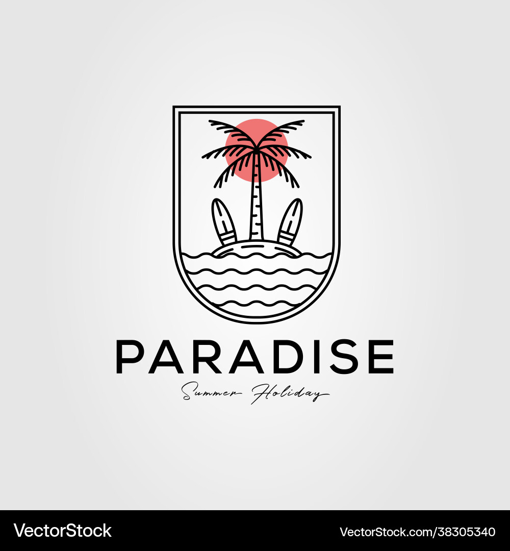 Paradise palm tree island logo design Royalty Free Vector