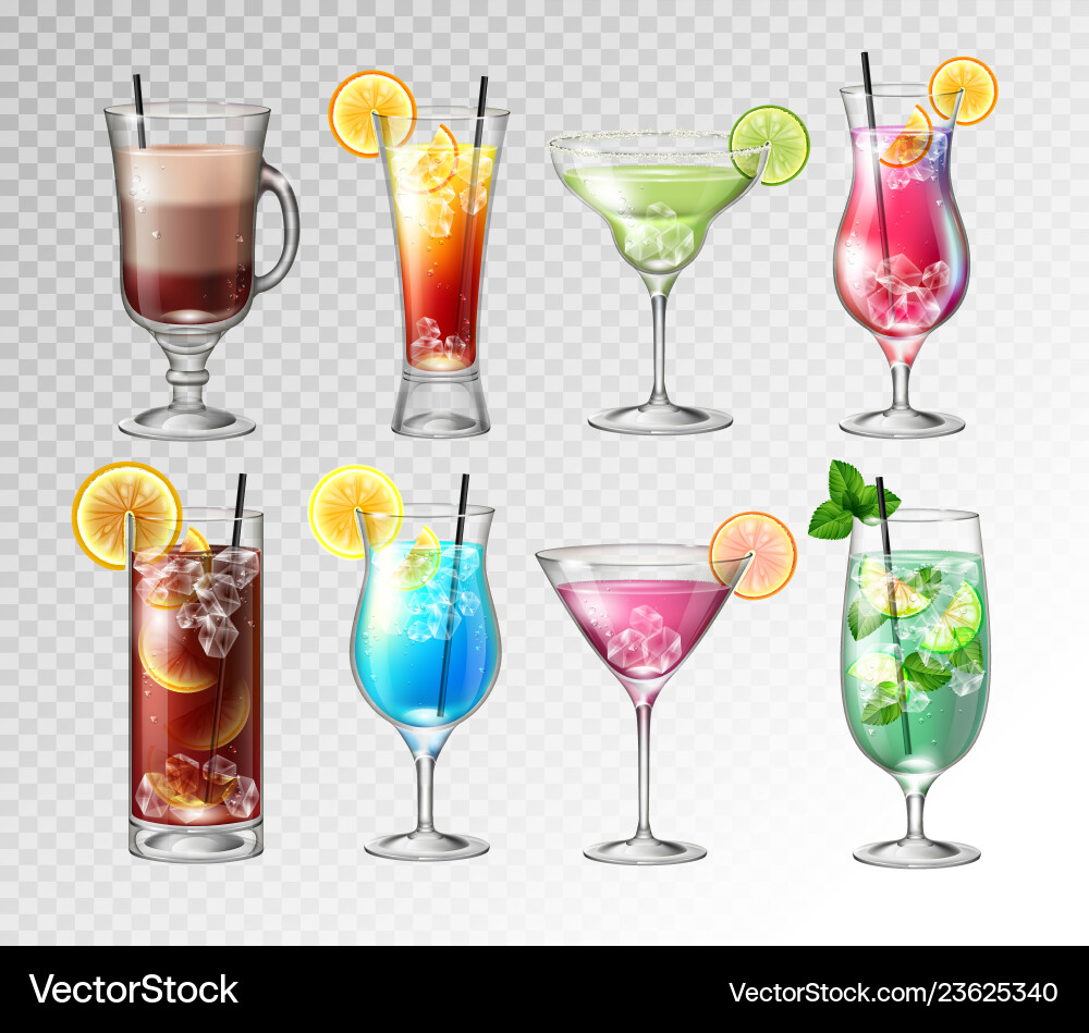 Set of realistic cocktails Royalty Free Vector Image