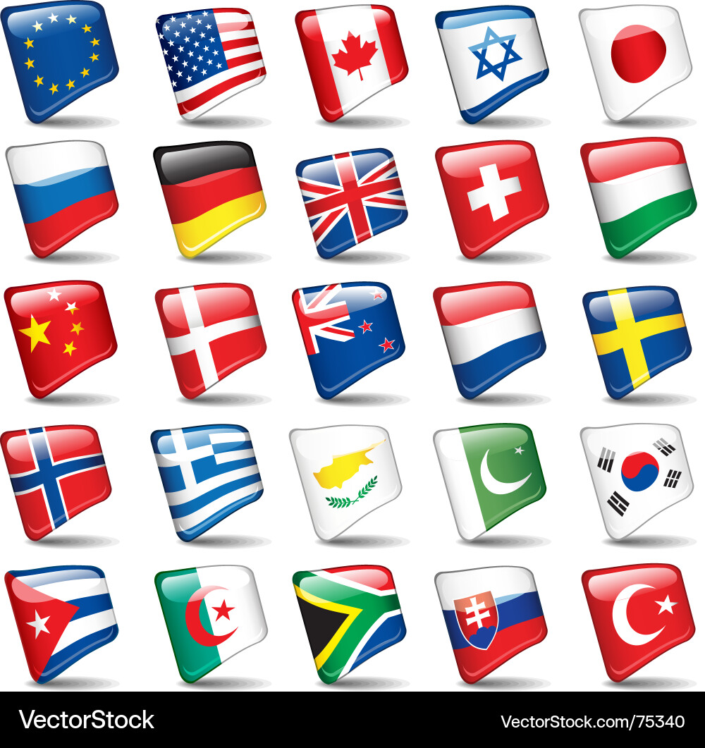 Set of world flags Royalty Free Vector Image - VectorStock
