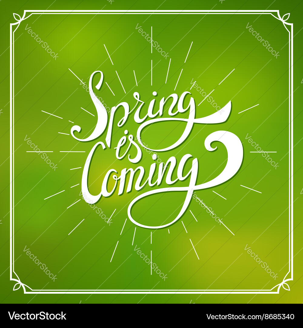 Spring is coming hand drawn lettering Royalty Free Vector