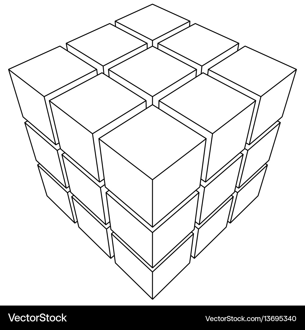 Wireframe Cube Outline Royalty Free Vector Image
