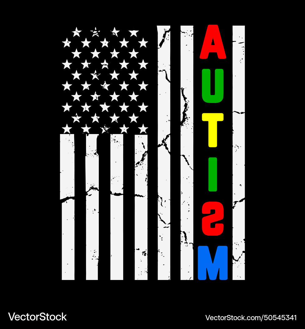 Autism usa flag awareness Royalty Free Vector Image