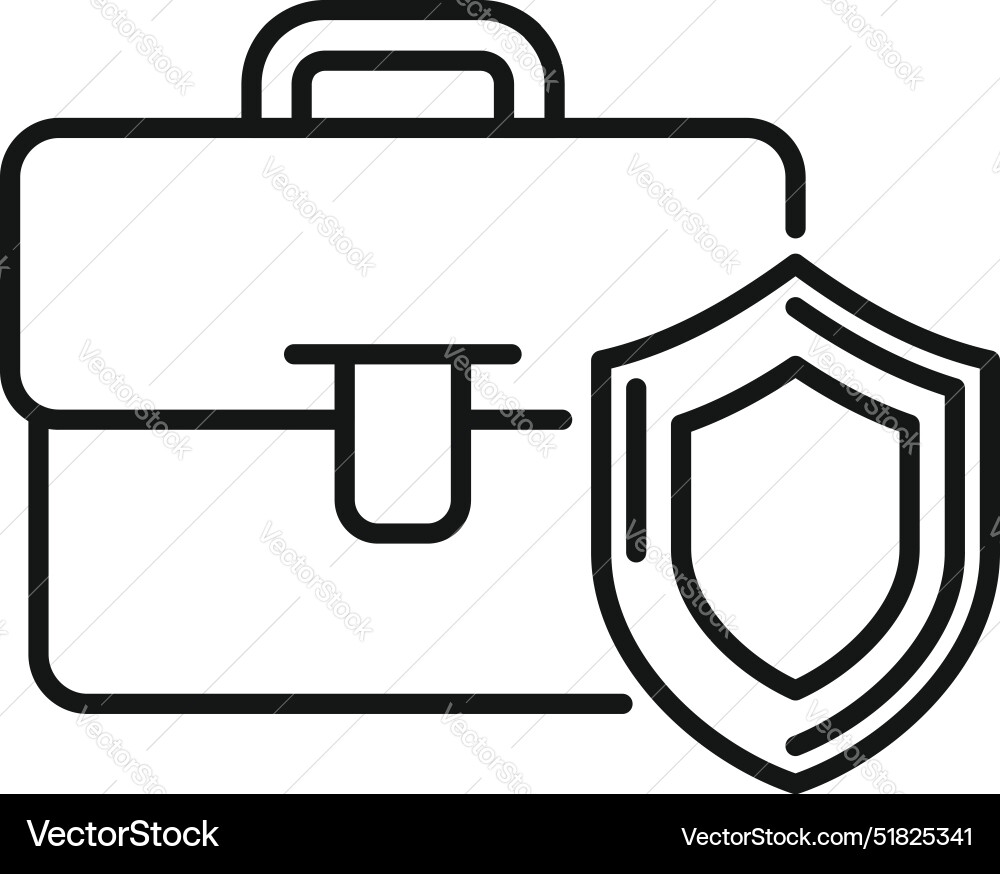 Briefcase being protected by a shield offering Vector Image
