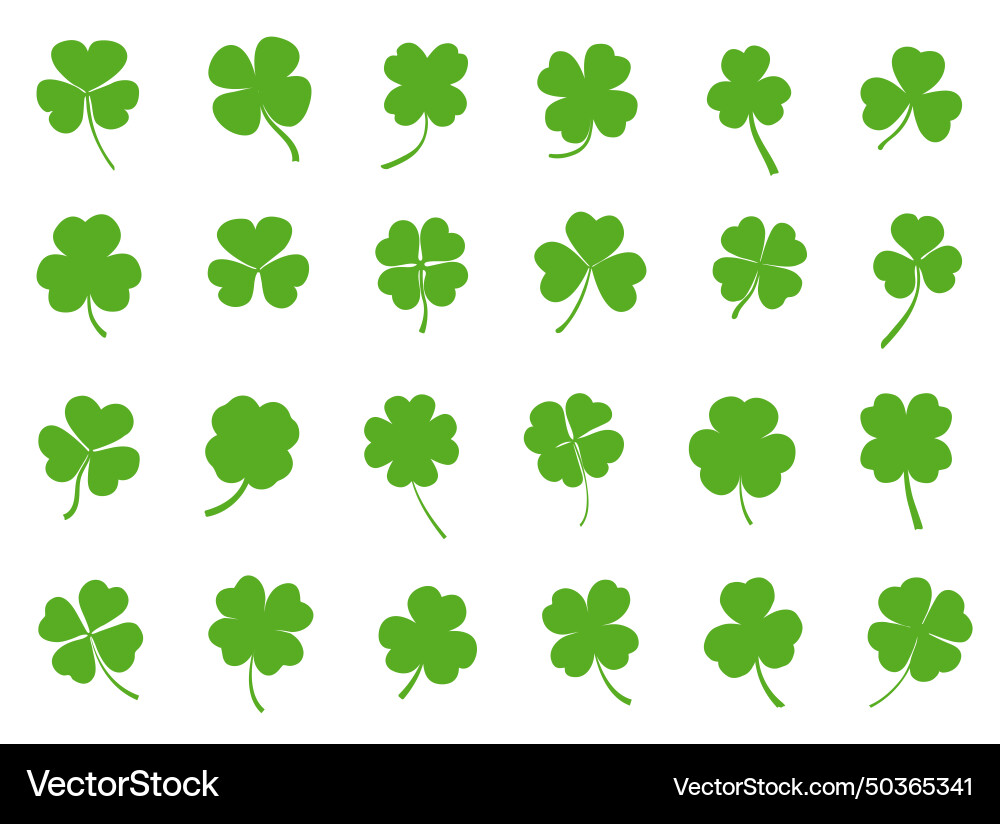 Clover leaves and shamrock set Royalty Free Vector Image