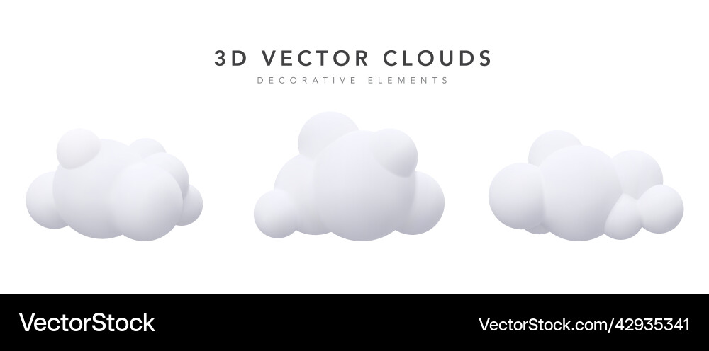 Collection of decorative realistic clouds Vector Image