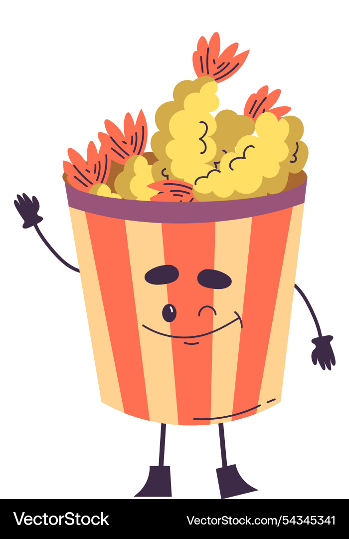 Cute nuggets bucket product with smiling face Vector Image