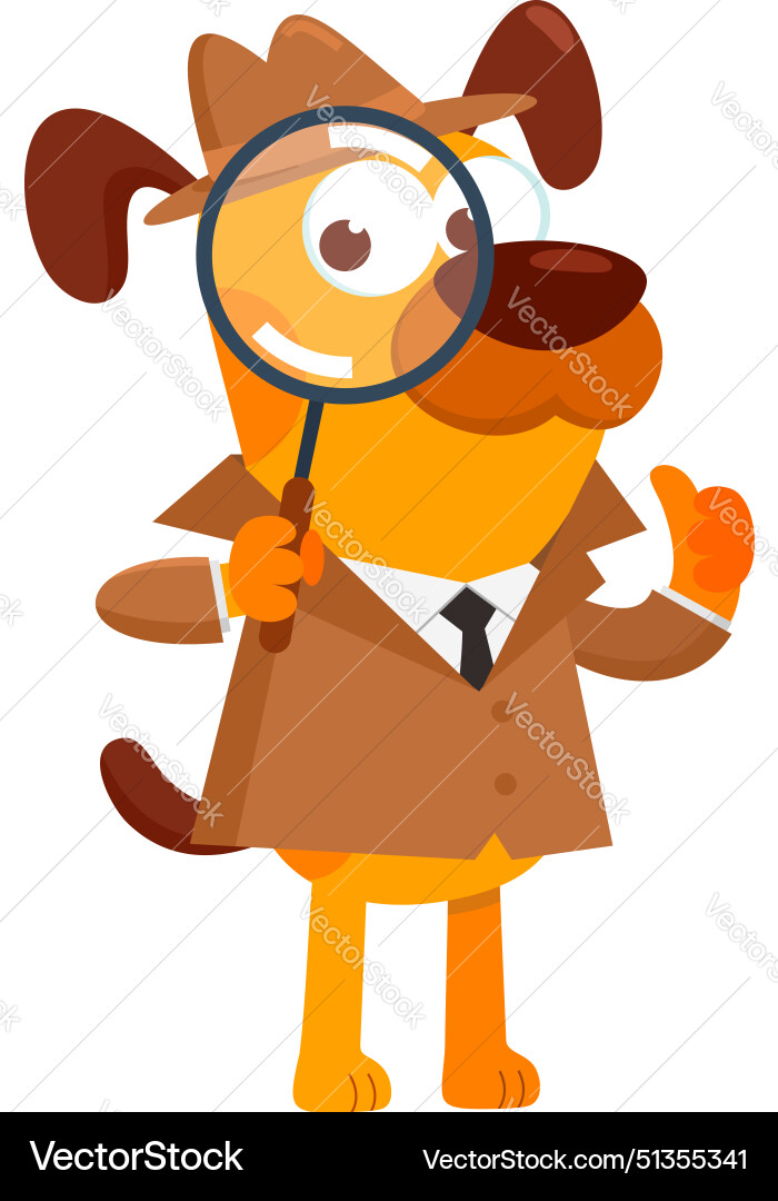 Detective dog cartoon character Royalty Free Vector Image