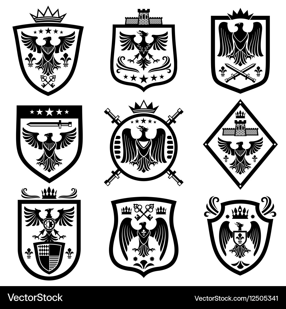 Medieval Eagle Heraldic Shield Royalty Free Vector Image