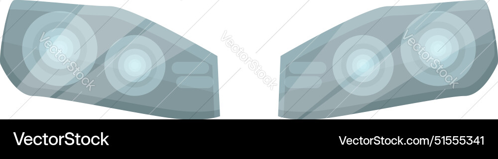 Pair of realistic modern car headlights shining Vector Image