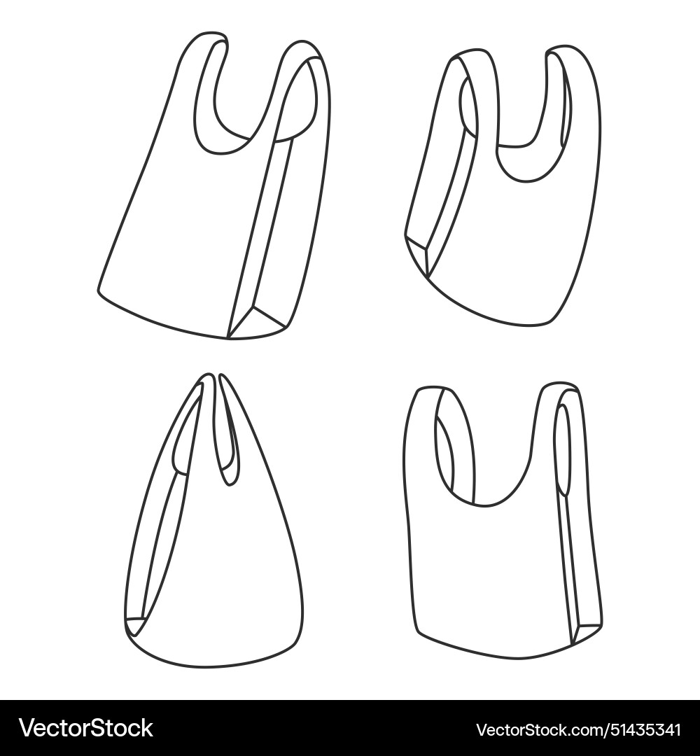 Plastic bags linear simple icons set Royalty Free Vector