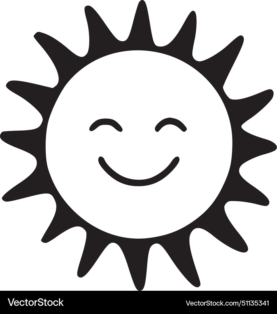 Sunshine - black and white Royalty Free Vector Image