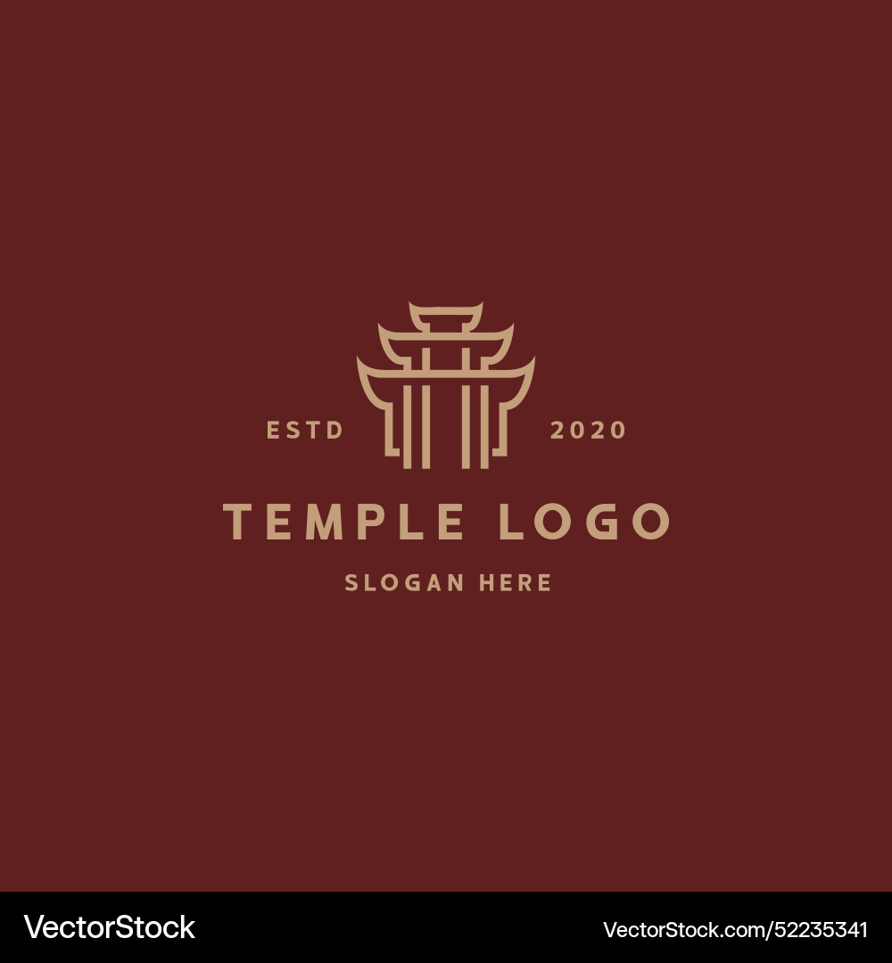 Temple logo retro vintage design template Vector Image