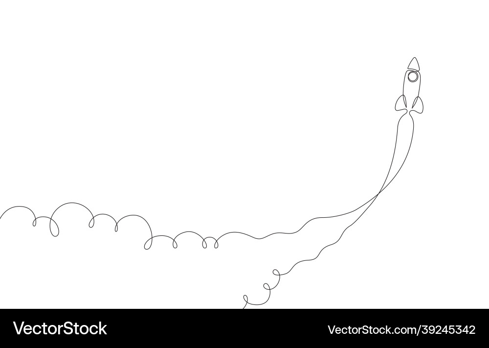 Continuous line rocket Royalty Free Vector Image