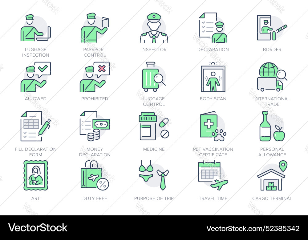 Customs Inspection Icons Royalty Free Vector Image
