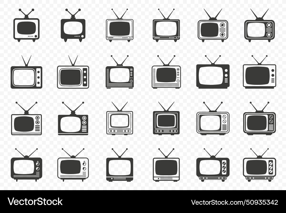 Flat retro tv simple icon set vintage tv Vector Image