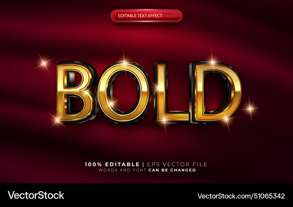 Gold bold luxury 3d editable text style effect Vector Image