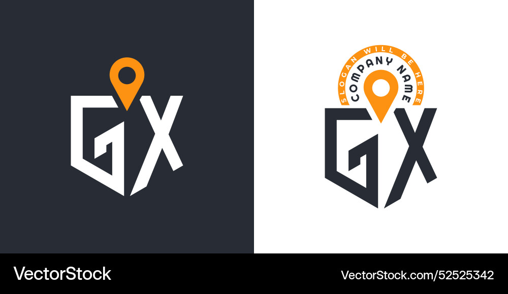 Gx location logo bundle letter dual icons Vector Image