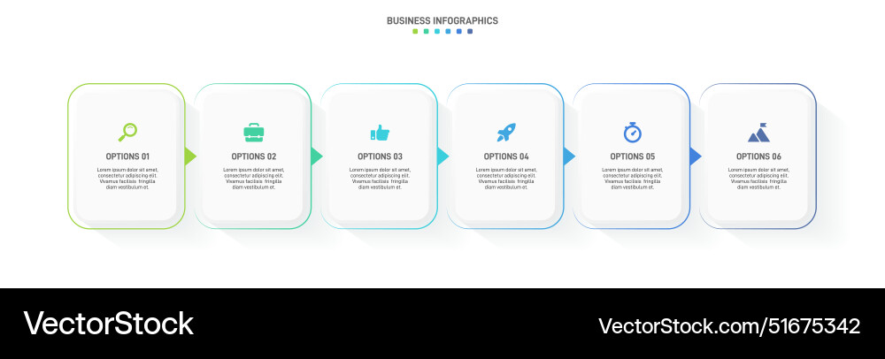 Horizontal progress bar featuring 6 arrow-shaped Vector Image