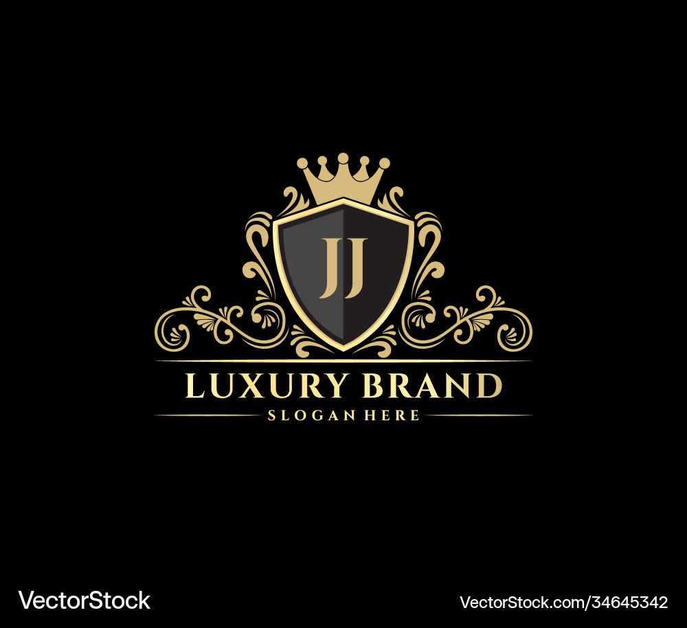 Jj initial letter gold calligraphic feminine Vector Image