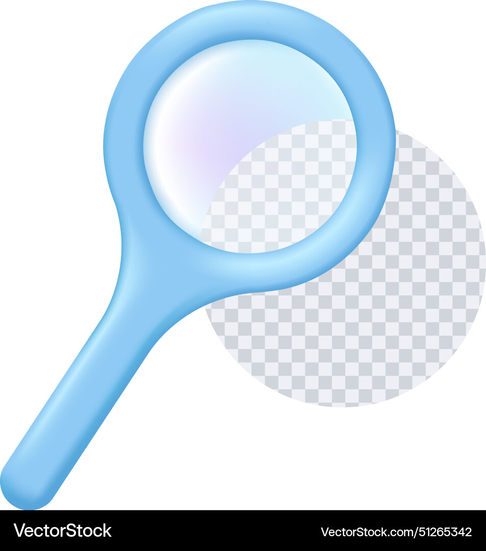 Magnifying glass 3d icon on transparent Royalty Free Vector