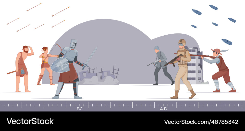 War evolution timeline composition Royalty Free Vector Image