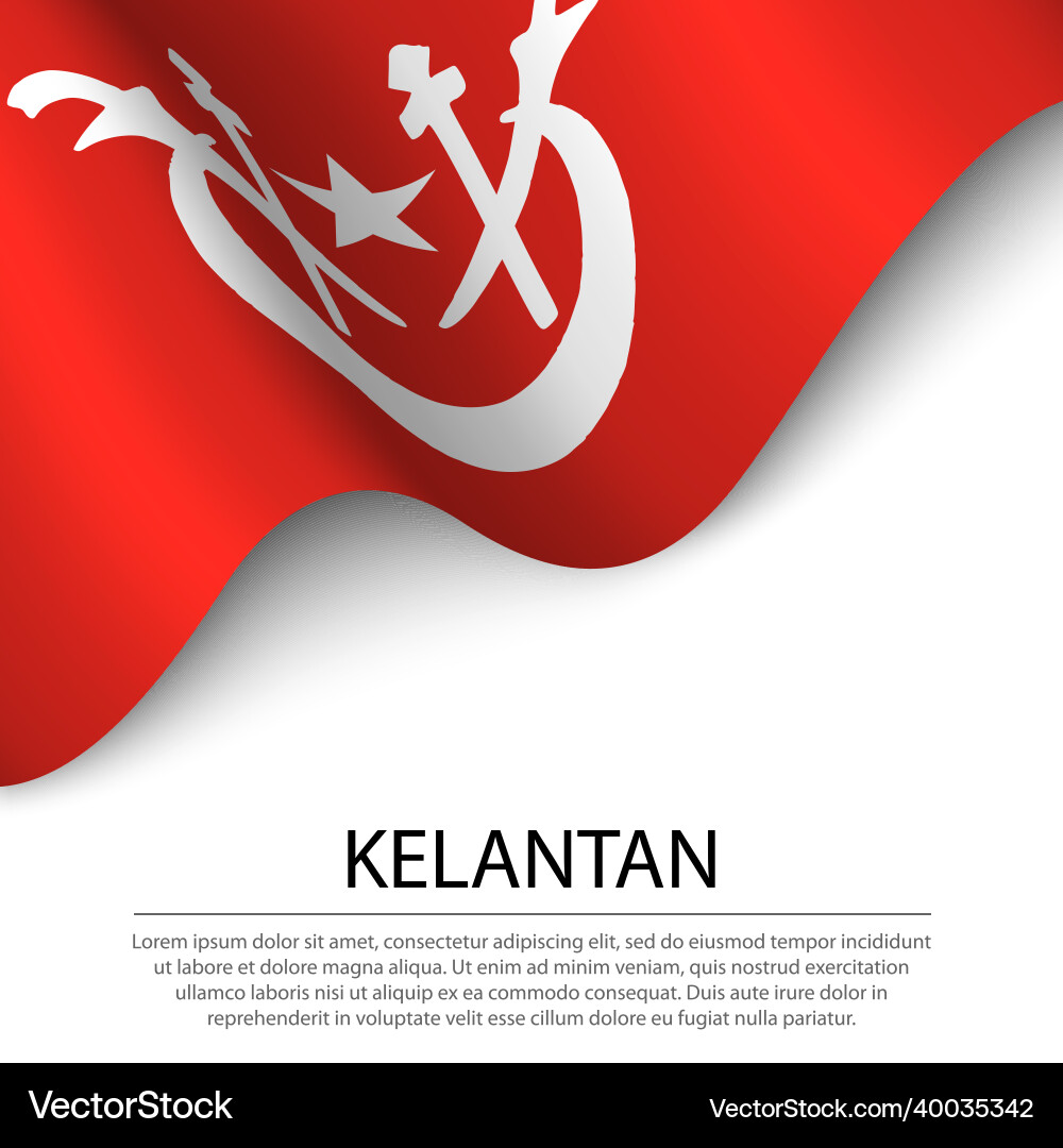 Waving flag of kelantan is a state malaysia Vector Image