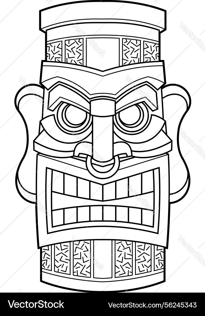 Black and white warrior tiki mask Royalty Free Vector Image