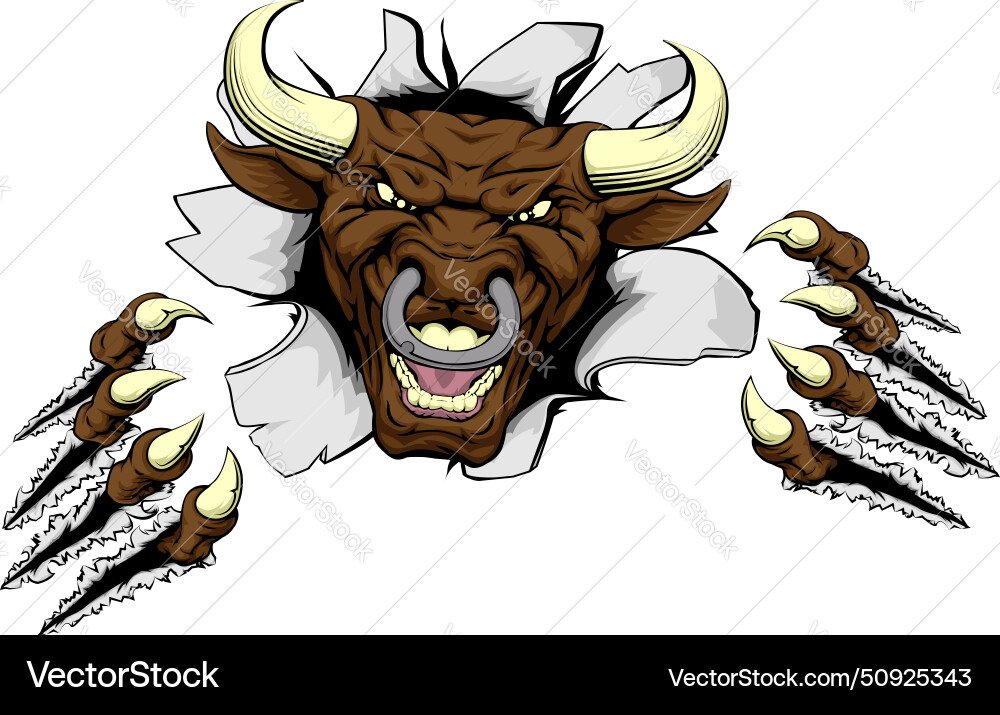 Bull claws break out Royalty Free Vector Image