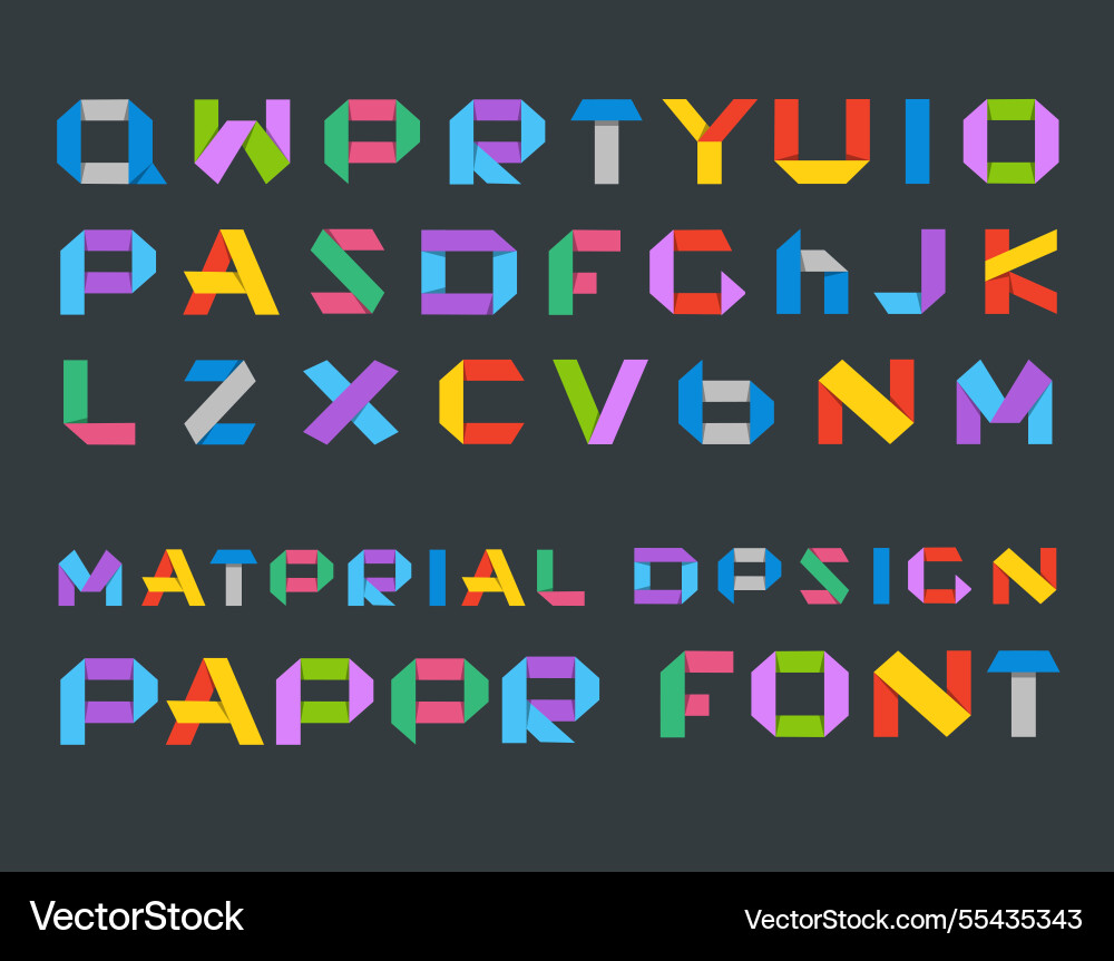Color paper alphabet material design font Vector Image