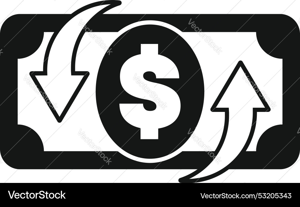 Dollar banknote with up and down arrows icon Vector Image