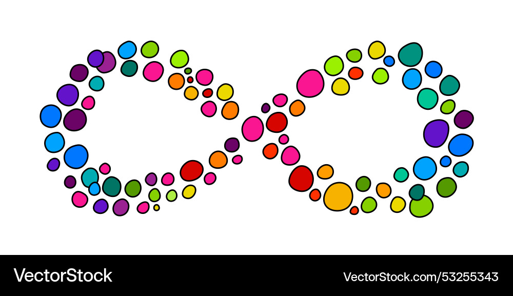 Infinity symbol composed of a vibrant spectrum Vector Image