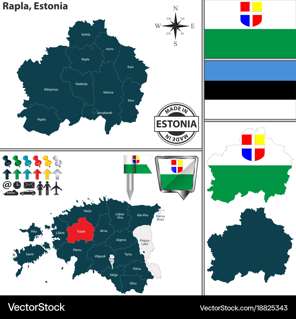 Rapla County Map Estonia Royalty Free Vector Image