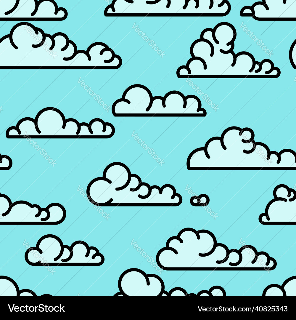 Seamless line art clouds pattern Royalty Free Vector Image