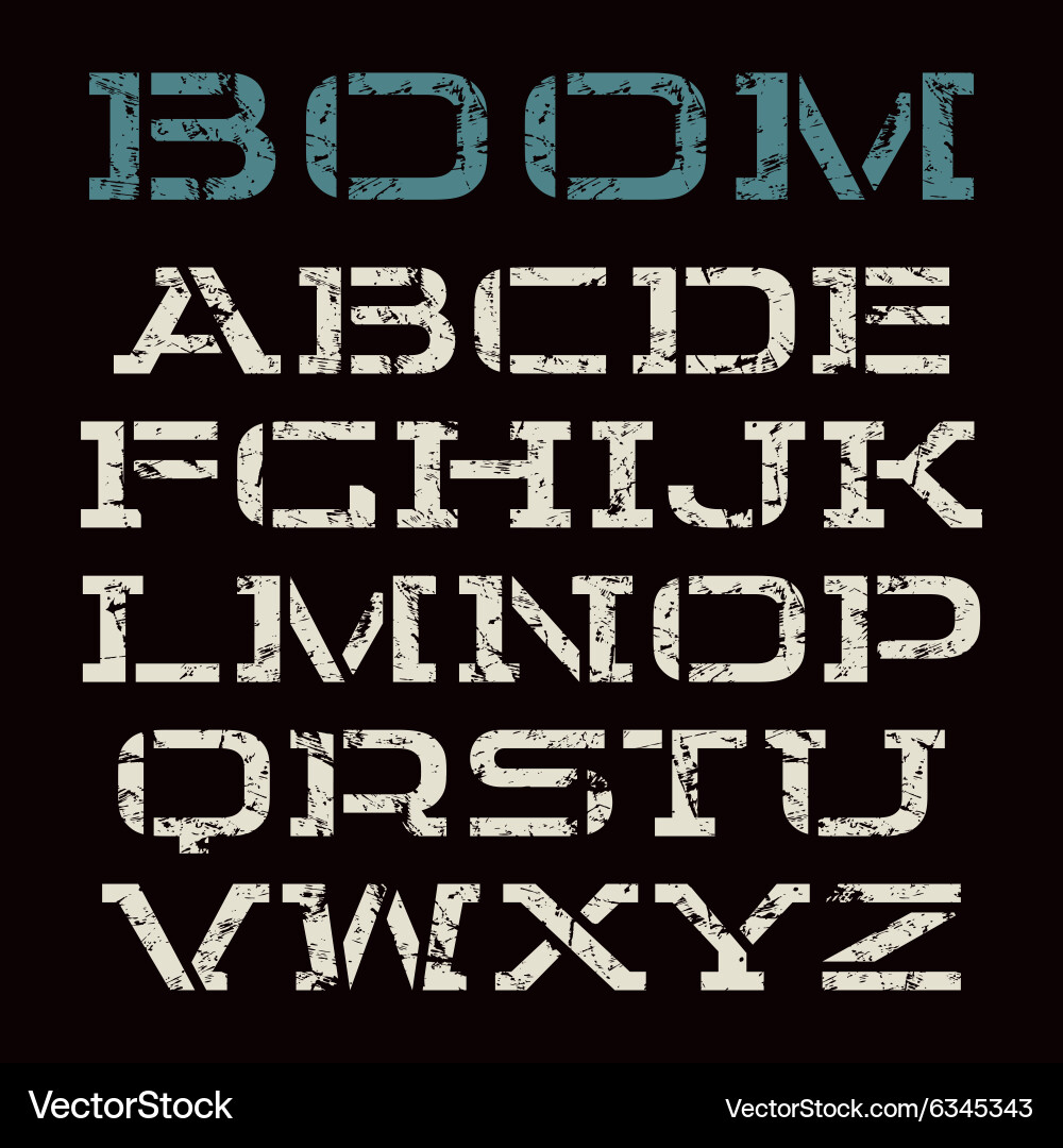 Stencil plate font in racing style Royalty Free Vector Image