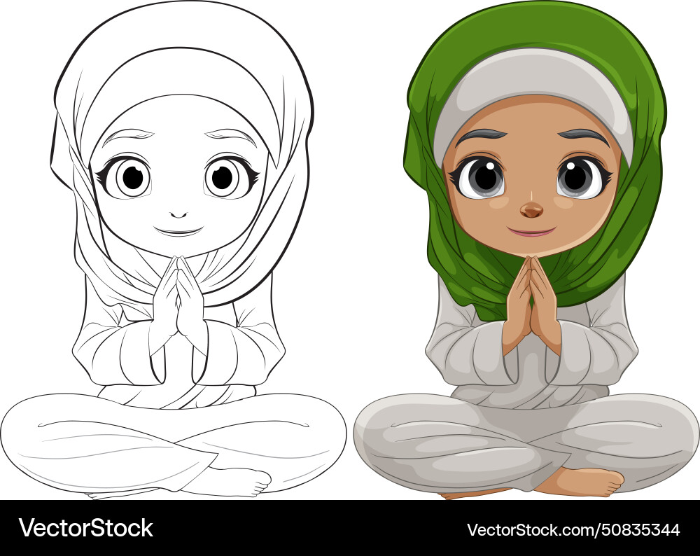A young girl praying Royalty Free Vector Image