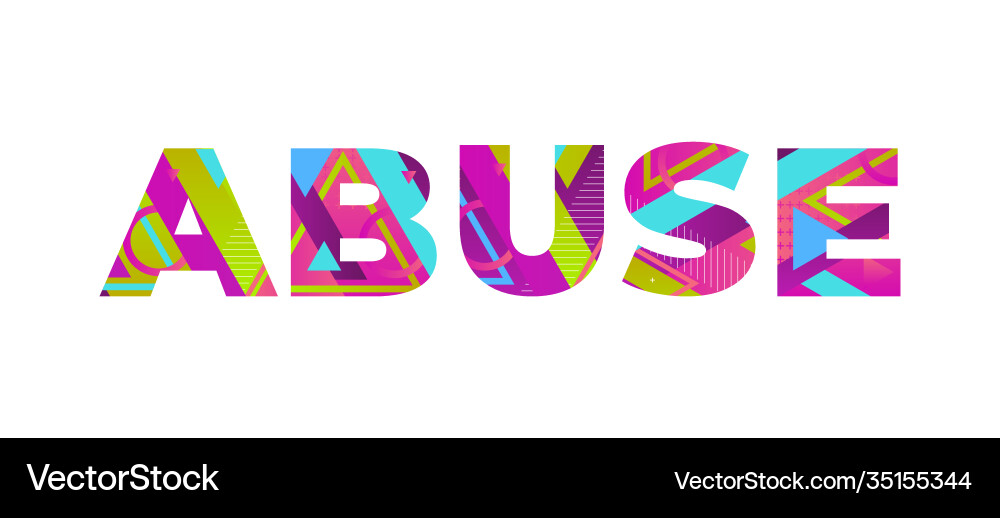 Abuse concept retro colorful word art Royalty Free Vector