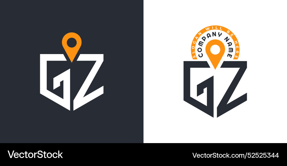 Gz location logo bundle letter dual icons Vector Image