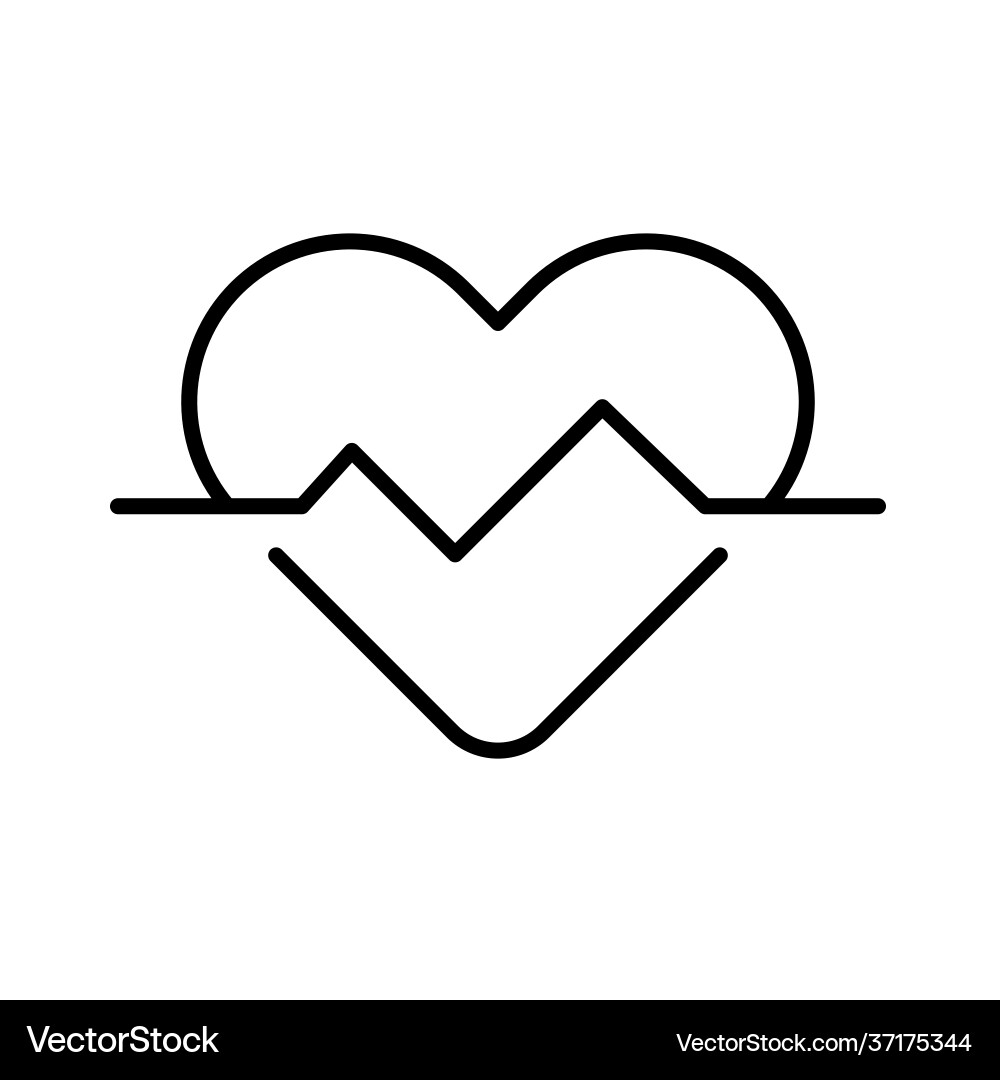 Heartbeat heart pulse monochrome icon Royalty Free Vector