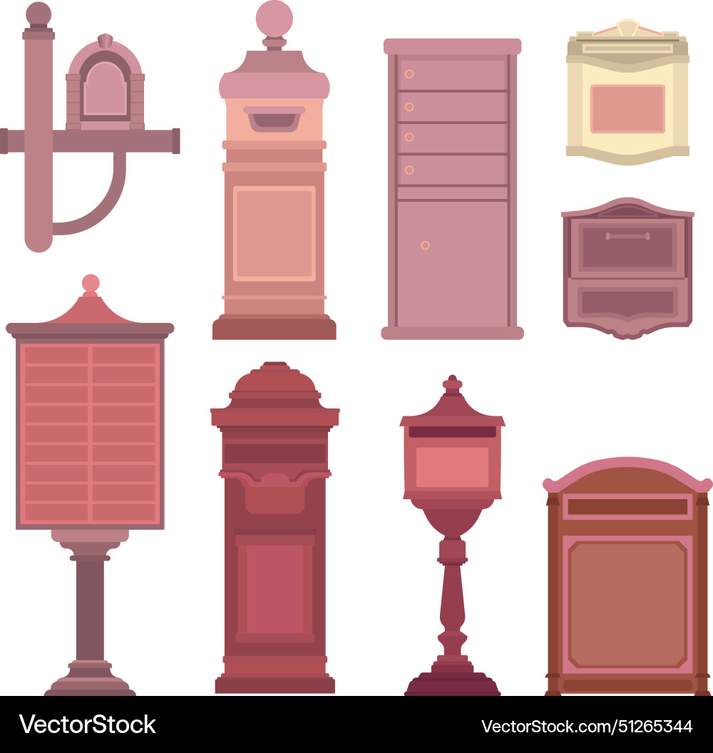 Mail boxes collection in flat style postbox icon Vector Image