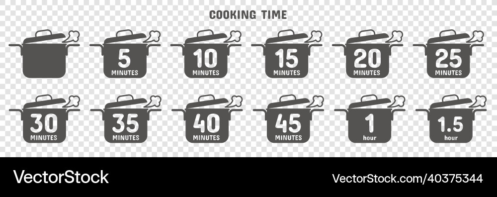 Preparation time icon set cook signs Royalty Free Vector