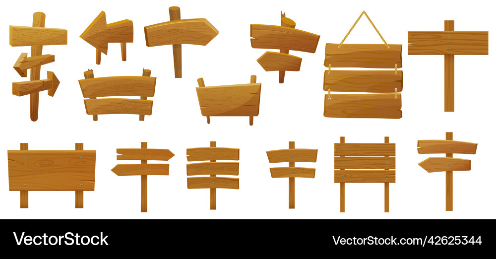Rustic Wooden Signboards Royalty Free Vector Image