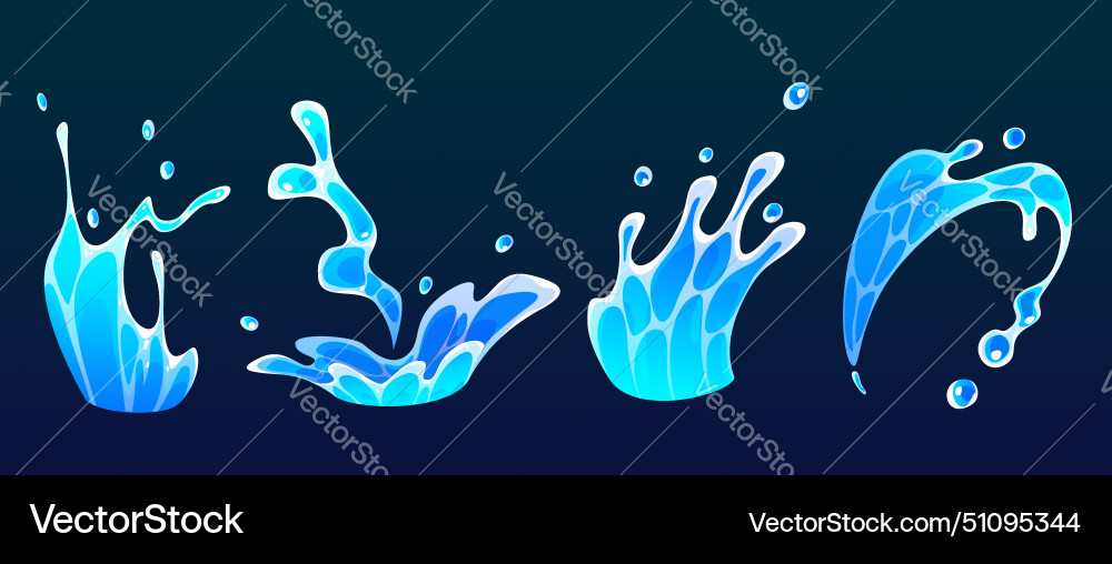 Water splash drop and cartoon sea wave flow icon Vector Image