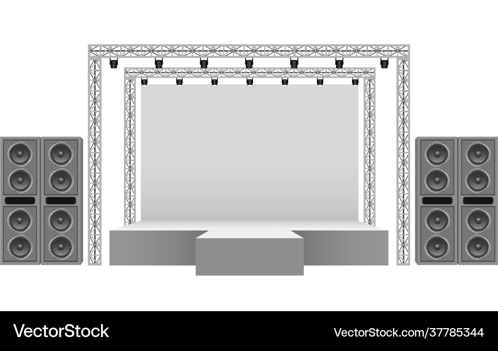 White stage and speaker with spotlight Royalty Free Vector