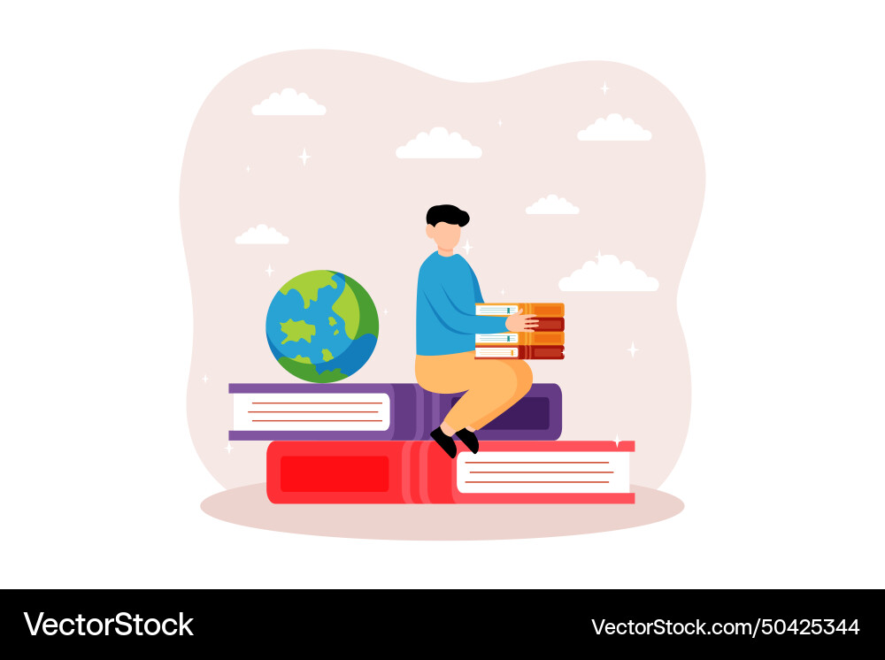 World book day flat design Royalty Free Vector Image