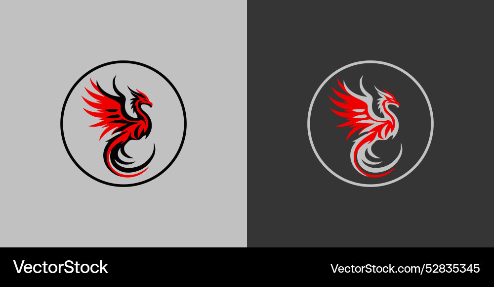 Black and red fire dragon logo icon perfect Vector Image