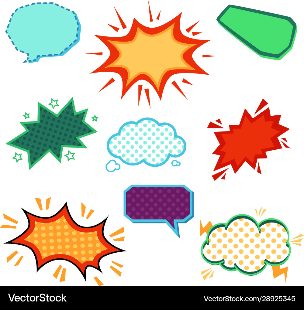 Cartoon comic book speech bubble set with blank Vector Image