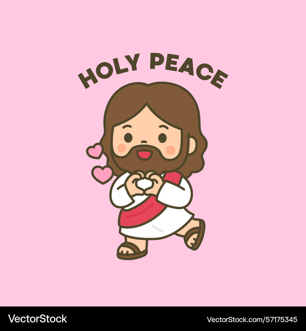 Chibi jesus character with holy peace message Vector Image
